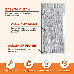 Beaquicy W10208631A Microwaves Grease Filter Approx. 13" x 6"- Replacement for Whirlpool GE Microwaves 3 Pack