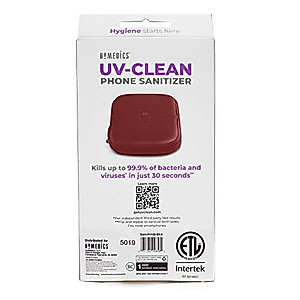 Homedics UV Clean Phone Sanitizer, UV Light Sanitizer, Fast Germ Sanitizer for Cell Phone, Makeup Tools, Credit Cards, Keys, Glasses, Kills 99.9% of Bacteria & Viruses, Red