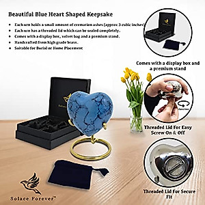 Blue Heart Urn for Ashes - Heart Keepsake Urn with Stand & Premium Box - Small Urn for Human Ashes - Honor Your Loved One with Mini Urn Heart Shaped - Heart Cremation Urn for Men, Women & Infants