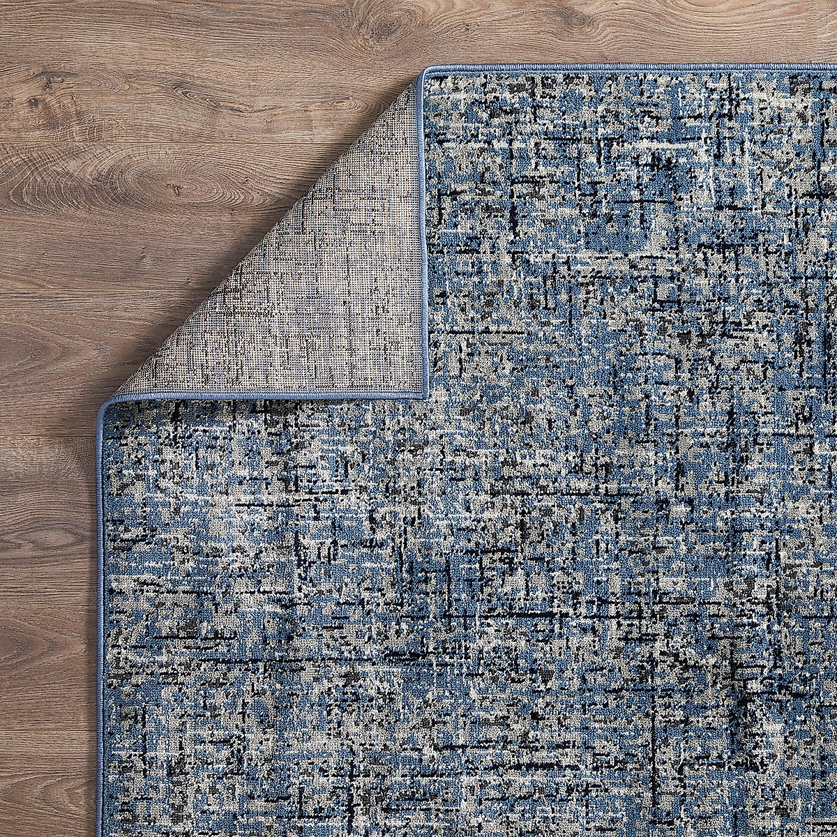 LOOMAKNOTI Celena Altenz 2' x 7' Blue Abstract Indoor Runner Rug