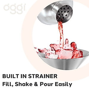OGGI Classic Cocktail Shaker Copper - 26 oz, Stainless Steel Construction, Built in Strainer - Ideal Home Bar Drink Mixer, Bartender Kit, Essential Bar Accessories