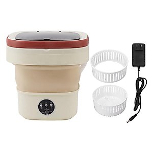 Portable Washing Machine, Mini Foldable Washer and Spin Dryer with Drain Bucket, Lightweight for Outdoor, Apartment, Laundry, Camping, RV, Travel, Underwear, (US Plug)