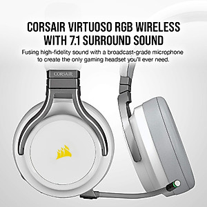 CORSAIR Virtuoso RGB Wireless High-Fidelity Gaming Headset, White, CA-9011186-NA (Renewed)