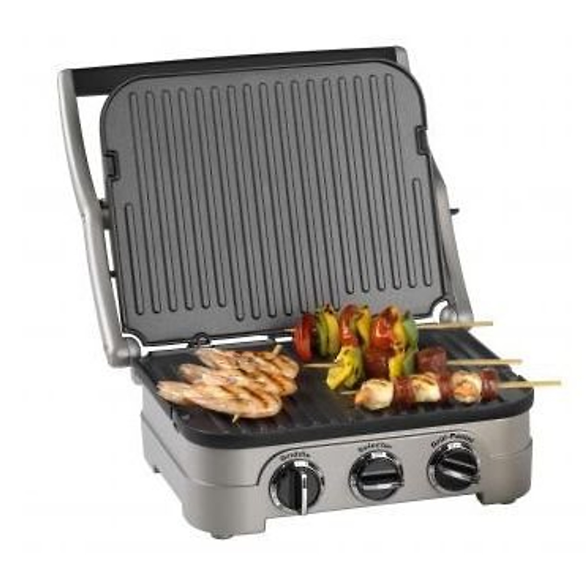 Cuisinart 5 In 1 Griddler with Panini Press, Full Grill, Full Griddle and Half Grill/Half Griddle Options, Includes Dishwasher Safe Removable Cooking Plates and Red/Green Indicator Lights