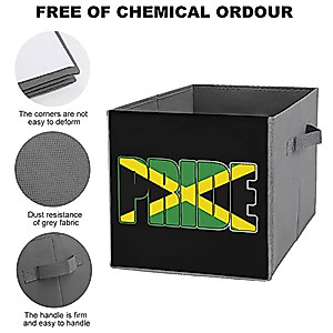 Jamaica Pride Flag Storage Bin Foldable Cube Closet Organizer Square Baskets Box with Dual Handles