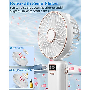 Portable Fan for Travel,Mini Fan Handheld Fan 4500mAh,Small Personal Hand Fan Rechargeable Battery Operated Hand Held Fan,Little Cute Face Facial Fans,Ventilador Portatil for Women Kids Gifts White