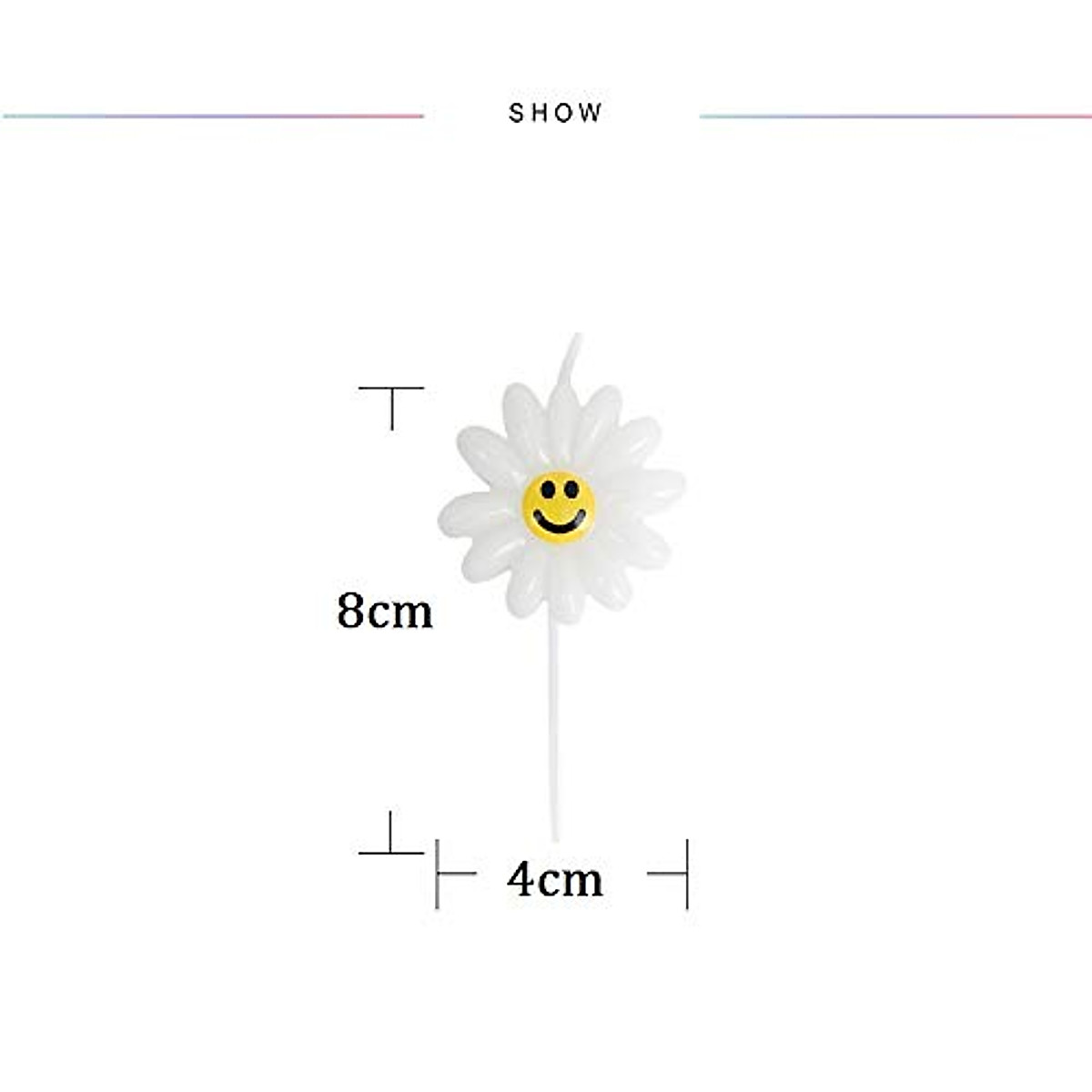 CheeseandU 5Pcs/Set Daisy Birthday Candles Cute Sunflower with Smile Face Birthday Candles for Kids Birthday Cake Decoration Sunflower Theme Party Supplies White