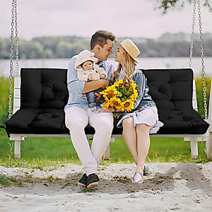 Tycdiose Porch Swing Cushions, Waterproof Patio Swing Cushions for Outdoor Furniture Thickened Outdoor Swing Bench Cushions 2-3 Seater Replacement with Ties for Outdoor Patio Swing (Black, 60x40 in)