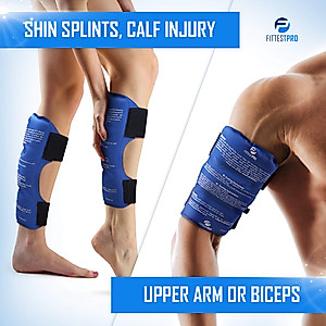 Shin Splint Ice Packs, HSA and FSA Eligible Reusable Hot and Cold Therapy Wrap | Leg or Calf Pain Relief | Advanced Soft Gel Technology | Freezable and Microwavable | Running Injuries & Recovery