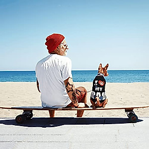 Cute Dog Shirt for Small Dogs Girl Cotton Dog T Shirts for Medium Dogs Funny Heart Embroidery I Love My Dad Patterns Breathable Puppy Tank Top Vest Tee Sleevless Black,Dog Gifts for Dog Father