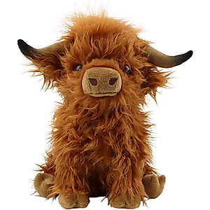 ROSIHA Highland Cow Plush,Cuddly Realistic Cow Stuffed Animal Farm Toy Pillow