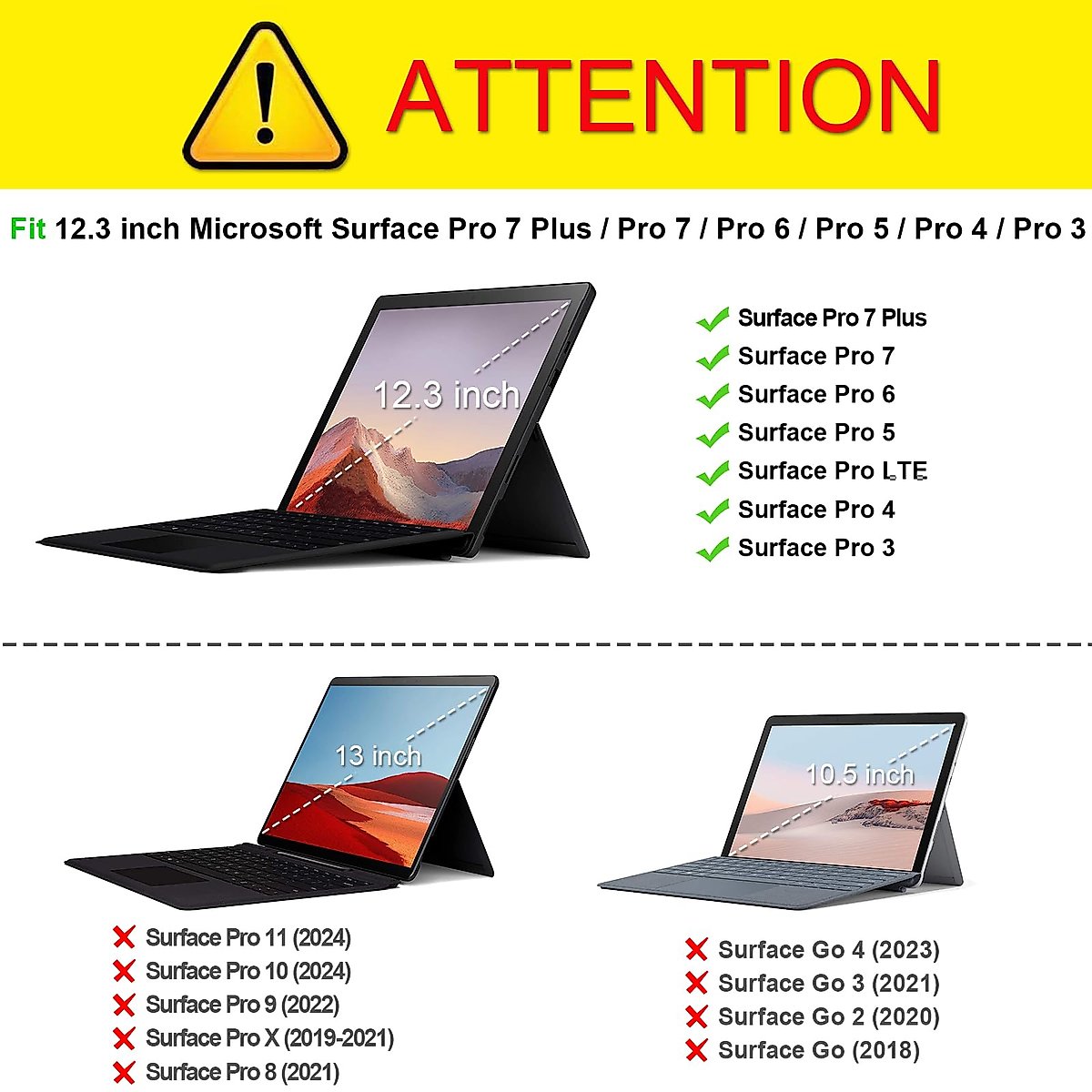Fintie Case for Microsoft Surface Pro 7 Plus, Surface Pro 7/6/5/4/3 12.3 Inch Tablet - Multiple Angle Viewing Portfolio Business Cover, Compatible w/Type Cover Keyboard, Navy