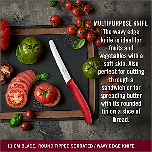 Victorinox Swiss Classic Paring Knife Set, Set of 3, Straight Edge, Extra Sharp, Robust Plastic Handle, Red