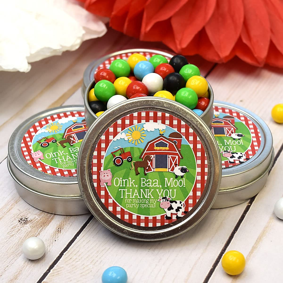 Barnyard Bash Birthday Party Sticker Labels, 40 2" Party Circle Stickers by AmandaCreation, Great for Party Favors, Envelope Seals & Goodie Bags