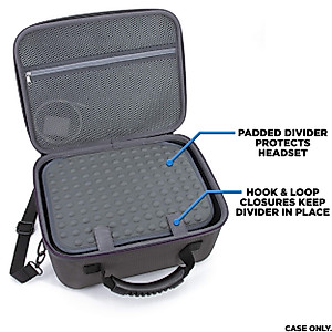 CASEMATIX Hard Shell Travel Case Compatible with Oculus Quest 2 - Protective Travel Case for VR Headset and Controllers with Impact-Absorbing Foam, Shoulder Strap and Zipper Accessory Storage
