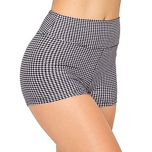 ALWAYS Women Workout Yoga Shorts - Premium Soft Solid Stretch Cheerleader Running Dance Volleyball Short Pants Houndstooth 2007 XL