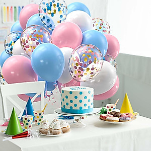 60PCS White Pink and Blue Balloons,Gender Reveal Balloon Pink and Blue Balloon Arch Kit,Suitable for Boy or Girl Gender Reveal Party Birthday Baby Bridal Shower Party Decorations