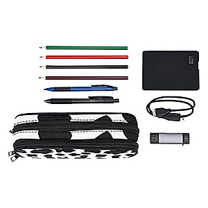 Cow Pencil Case for Teen Girls Boys, ANANGTEE Black and White Print Fur Tote Small Makeup Bag for Women, School Stationery Accessory Zipper Large Pouch, Office Organizer Soft Travel Toiletry 10