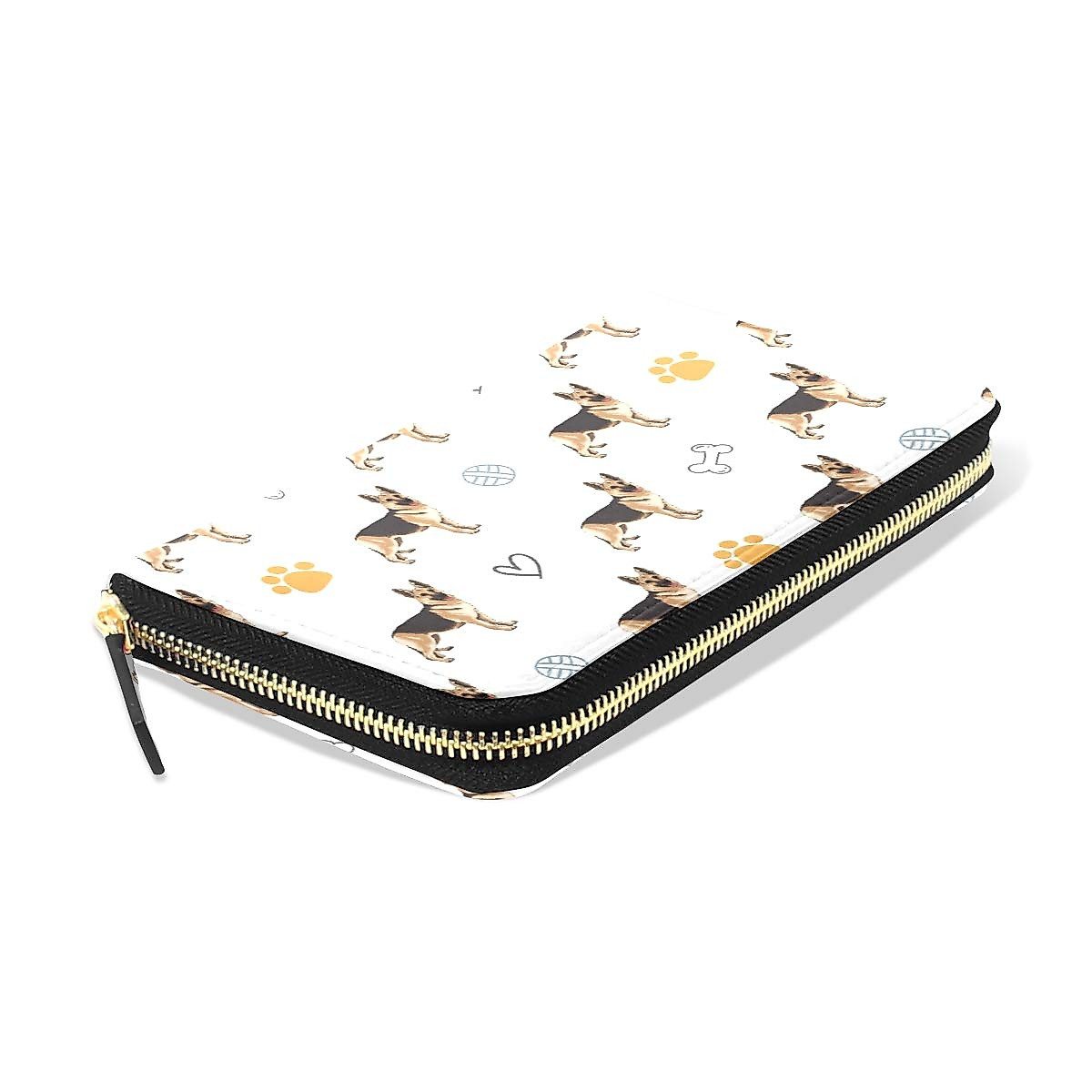 Wallet Long Clutch German Shepherd Dog Zipper Purse PU Leather Card Holder Organizer