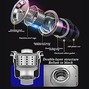 Free Standing Utility Sink Stainless Steel 1 Compartment Commercial Kitchen Sink Set Washing Station Hand Basin w/Cold Hot Water Pipe Faucet and Storage Shelves for Indoor Outdoor Laundry Garage (Col