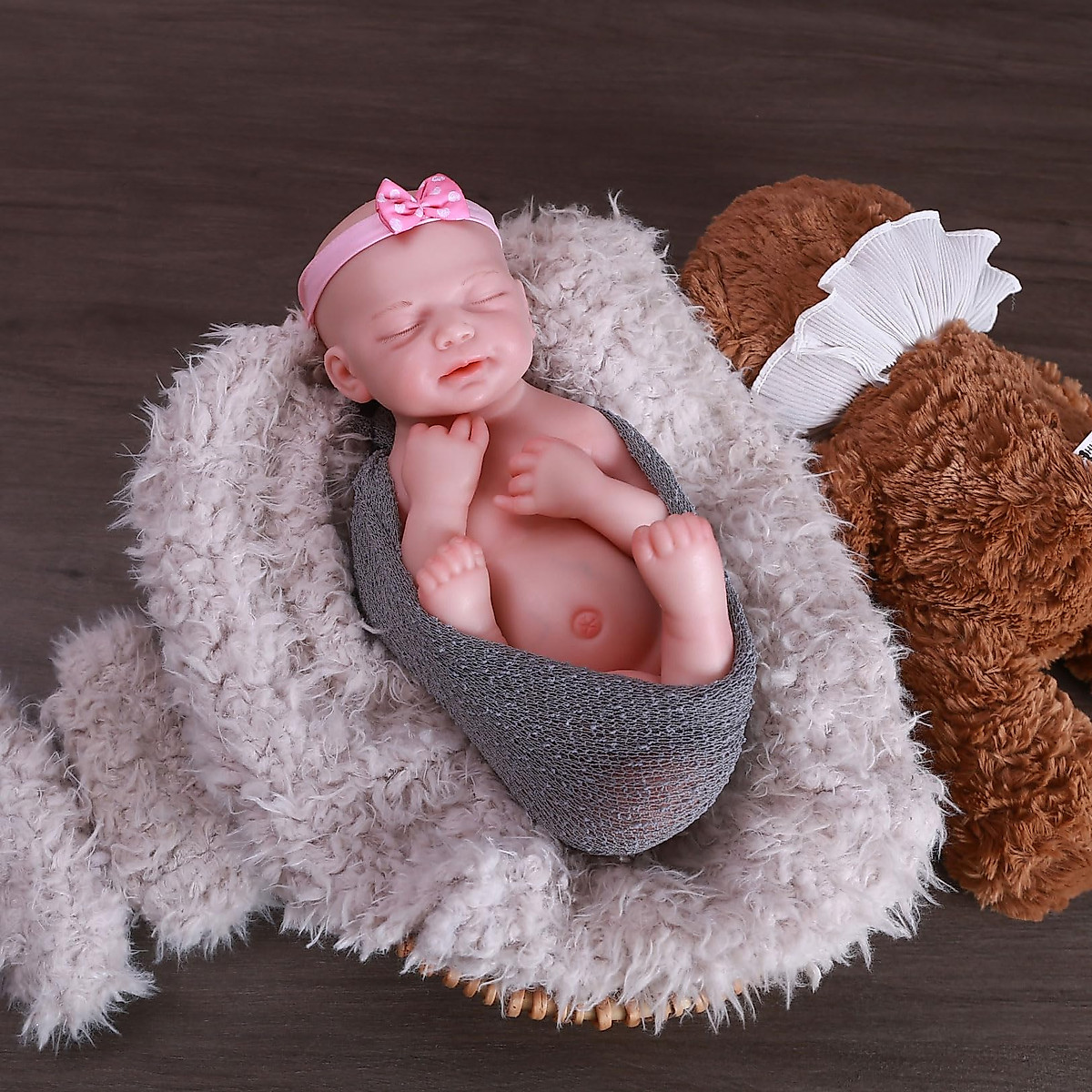 SERENDOLL 18.5 inch Realistic Full Silicone Baby Doll, Lifelike Reborn Baby Dolls, Toy, and Collectible Bald Boy