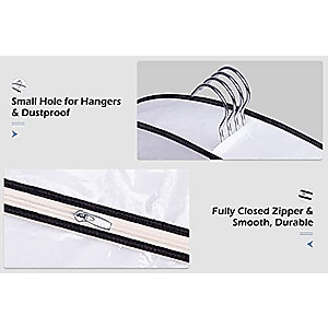 SLEEPING LAMB 60'' Long Hanging Garment Bags for Closet Storage Gusseted Clear Dress Bag for Clothes, Gowns, Coats, Suits, 5 Packs