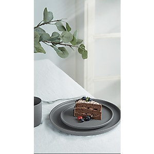 Famiware Dawn Plates and Bowls Sets, 12 Pieces Stoneware Dinnerware Sets, Dishes Set for 4, Microwave and Dishwasher Safe, Dark Gray