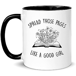 Yalocib Funny Good Girl Reader Mug, Spread Those Pages Like a Good Girl Mug, Funny Reading Mug, Book Lover Mug, Spicy Reader Mug, 11oz Ceramic Coffee Mug/Tea Cup