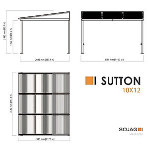 Sojag 500-9165371 Sutton Wall-Mounted Hardtop Gazebo, Brown