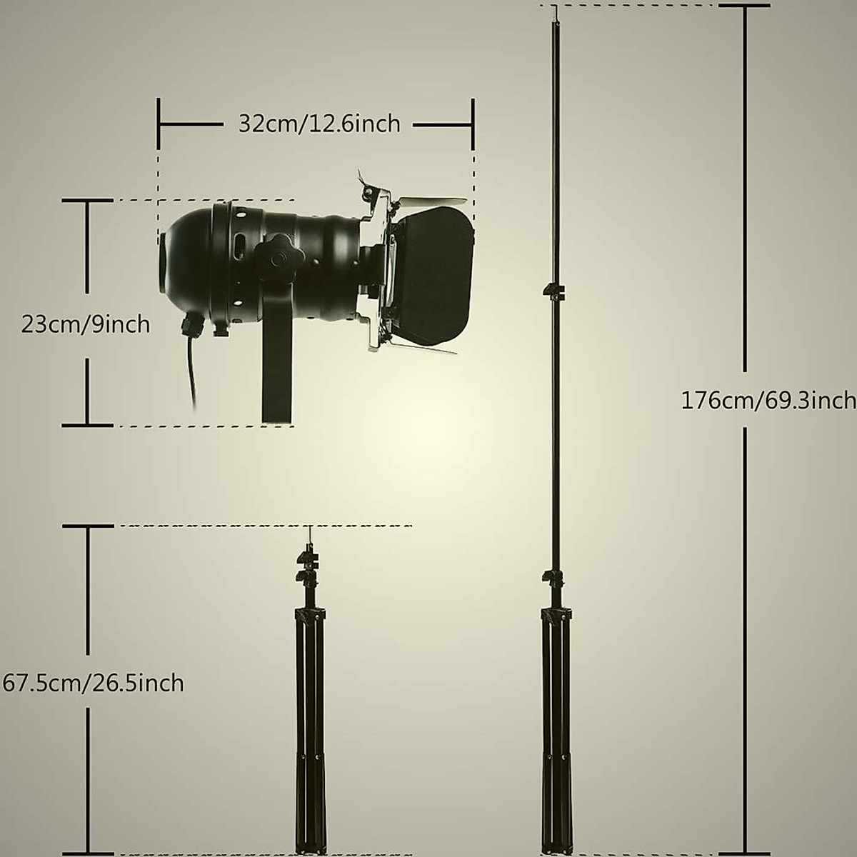 XIHOME Vintage Industrial Black Retro Tripod Adjustable Floor lamp Parking Light, 5 Meter Cable with Foot Switch Parking Light Tripod gooseneck for Living Room Bedroom Office bar Lighting (Pack of 2)