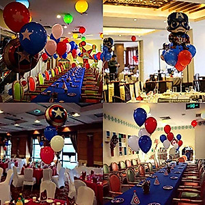 Balloon Garland Arch Kit-Blue, Red, White with Strip Tape, Blue Knotting Device, White Ribbon for Boy Party, Wedding,Birthday Party Decoration Gift