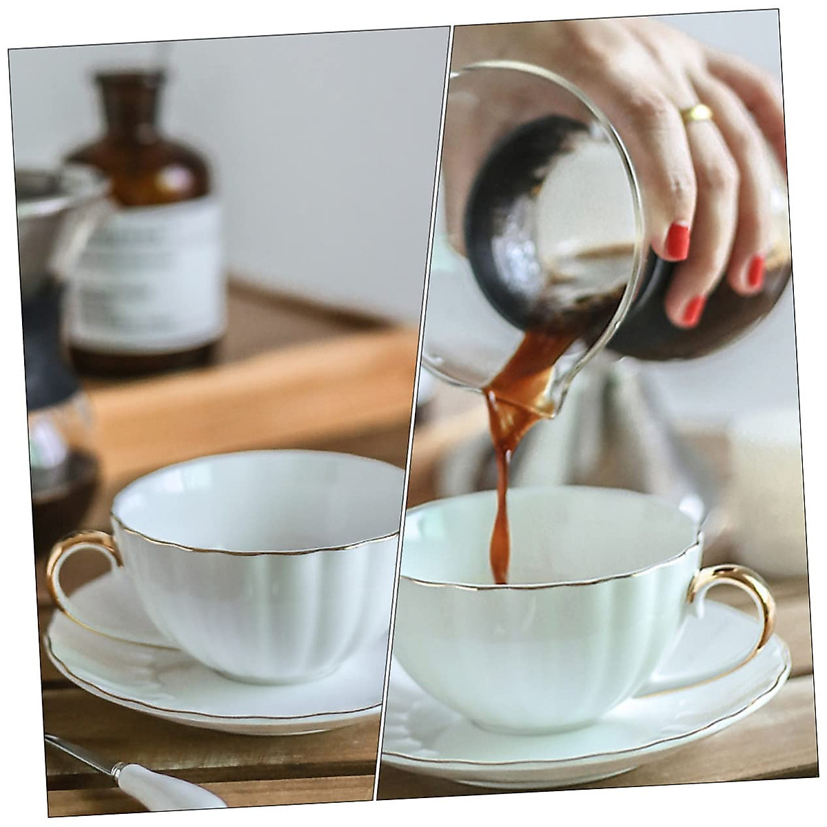 DOITOOL 1 Set Coffee Cup Set Tea Cup with Spoon and Saucer Coffee Cup with Dish Coffee Cups and Saucer Espresso Glasses Espresso Cups and Saucer British White Ceramics Lovers Drinking Cup