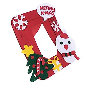 Veemoon Photo Frame Christmas Picture Frame Diy Christmas Ornaments Handmade Frame Red Picture Frame Kraft Picture Frame Decorative Picture Frames Red Decorations Embroidery Child Manual