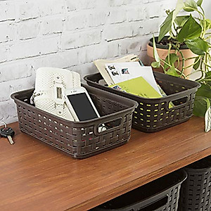 Sterilite Small Weave Baskets, Bins, Crates, 8 Pack, Espresso