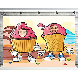 Ice Cream Banner Backdrop Pretend Play Party Game Frozen Dessert Theme Decorations Decor for National Vanilla Ice Cream Day 1st Birthday Party Supplies Photo Booth Props Favors Background Flag