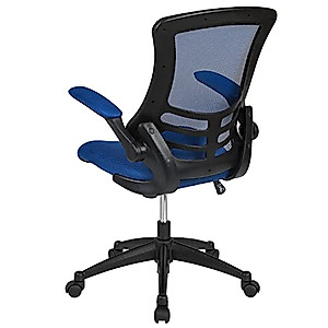 Flash Furniture Kelista Mid-Back Blue Mesh Swivel Ergonomic Task Office Chair with Flip-Up Arms