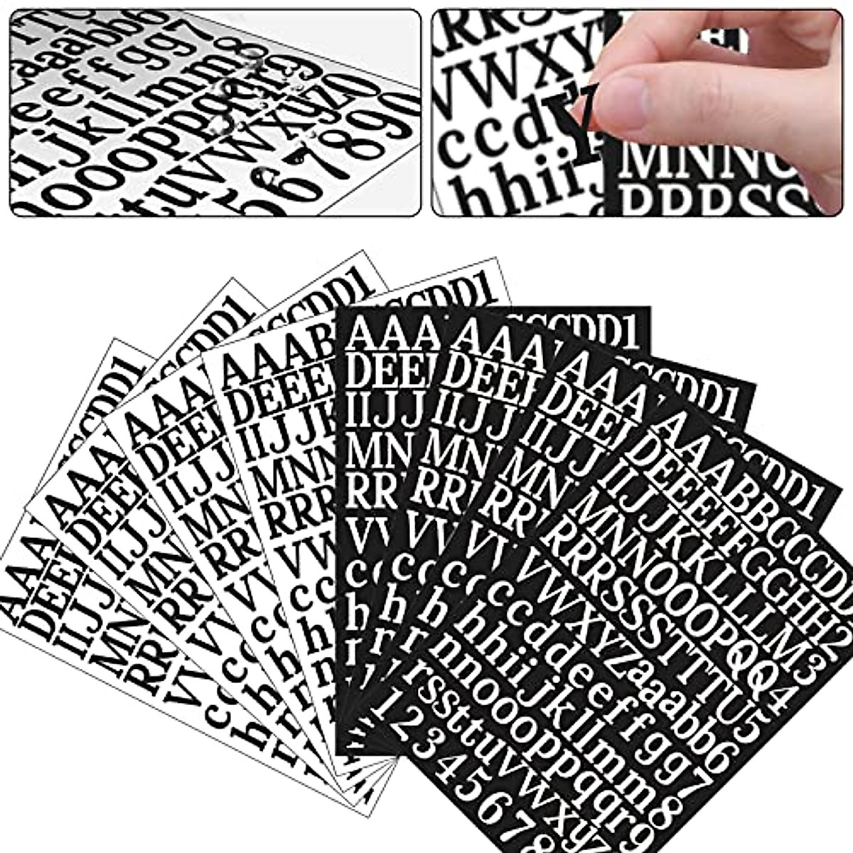 1210 Pieces10 Sheets Letter Stickers Self-Adhesive Vinyl Letter Alphabet Number Stickers Decals for Signs, Door, Car, Busine, Address Number (White)