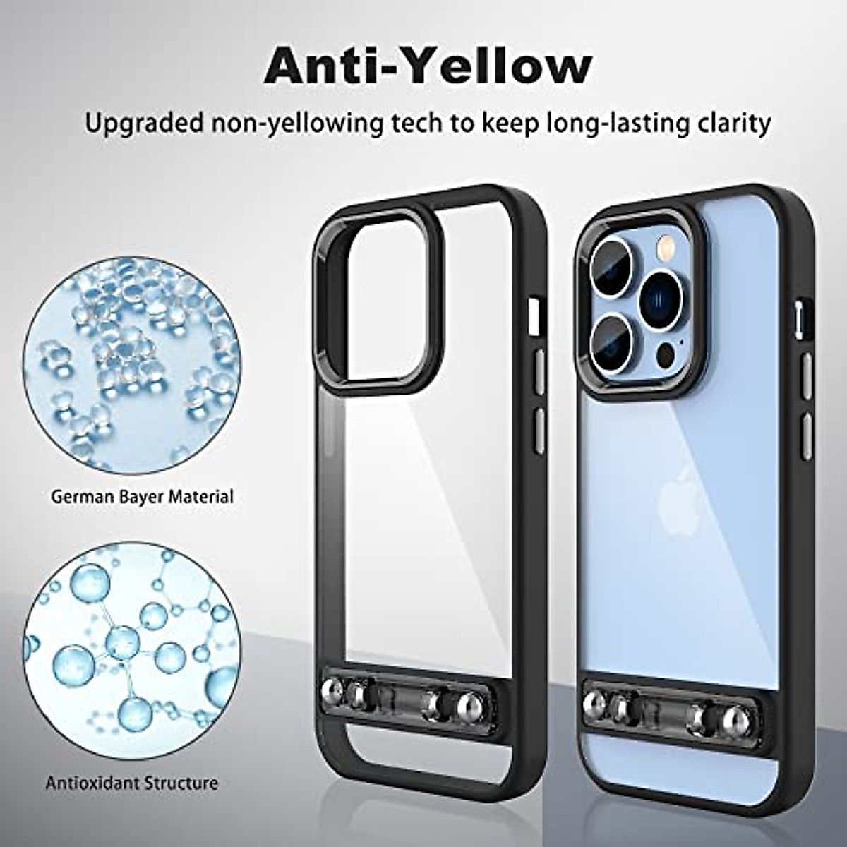 DOB SECHS for iPhone 14 Pro Max Phone Case with Strap, Clear Crossbody Case with Detachable Neck Lanyard, Adjustable, Anti-Yellowing, Military-Grade Shockproof Protective Phone Cover, Black