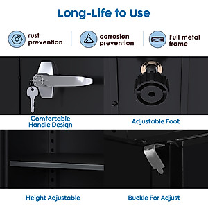 Metal Garage Cabinet,Storage Cabinet with 2 Doors and 4 Adjustable Shelves,71”Steel Lockable File Cabine,Tool Cabinets for Office,Home,Garage,Gym,School(Black) Assembly Required.