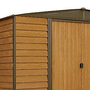 Arrow Shed WR86 Arrow Woodridge Low Gable Steel, Coffee/Woodgrain 8 x 6 ft. Storage Shed