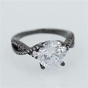 Uloveido Fashion Black Mystic Created Diamond Engagement Wedding Eangagement Promise Stackable Rings Set for Her Anniversary Size 8 Y171