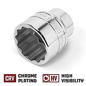 Powerbuilt 1-7/8 Inch Socket, 3/4-inch Drive, 12 Point, Thin Wall Hex Strong Grip Design, Size Markings - 643216