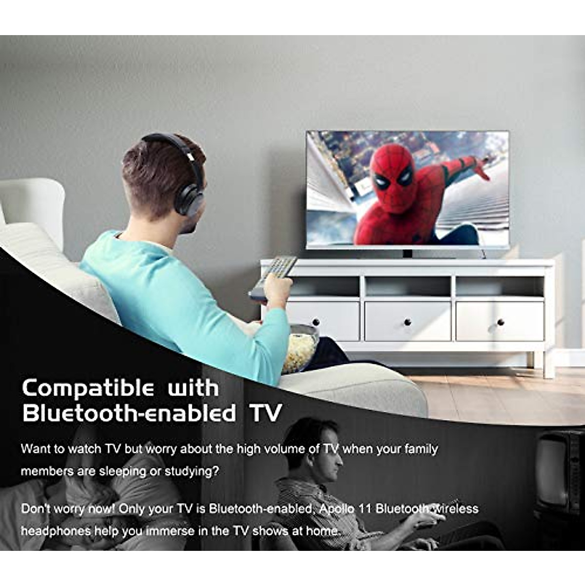 FOGEEK Active Noise Cancelling Headphones, Apollo 11 Bluetooth Headphones with Mic Deep Bass Hi-Fi Sound, Wireless Foldable Headphones, 30 Hours Battery Life for Traveling TV PC Cellphone