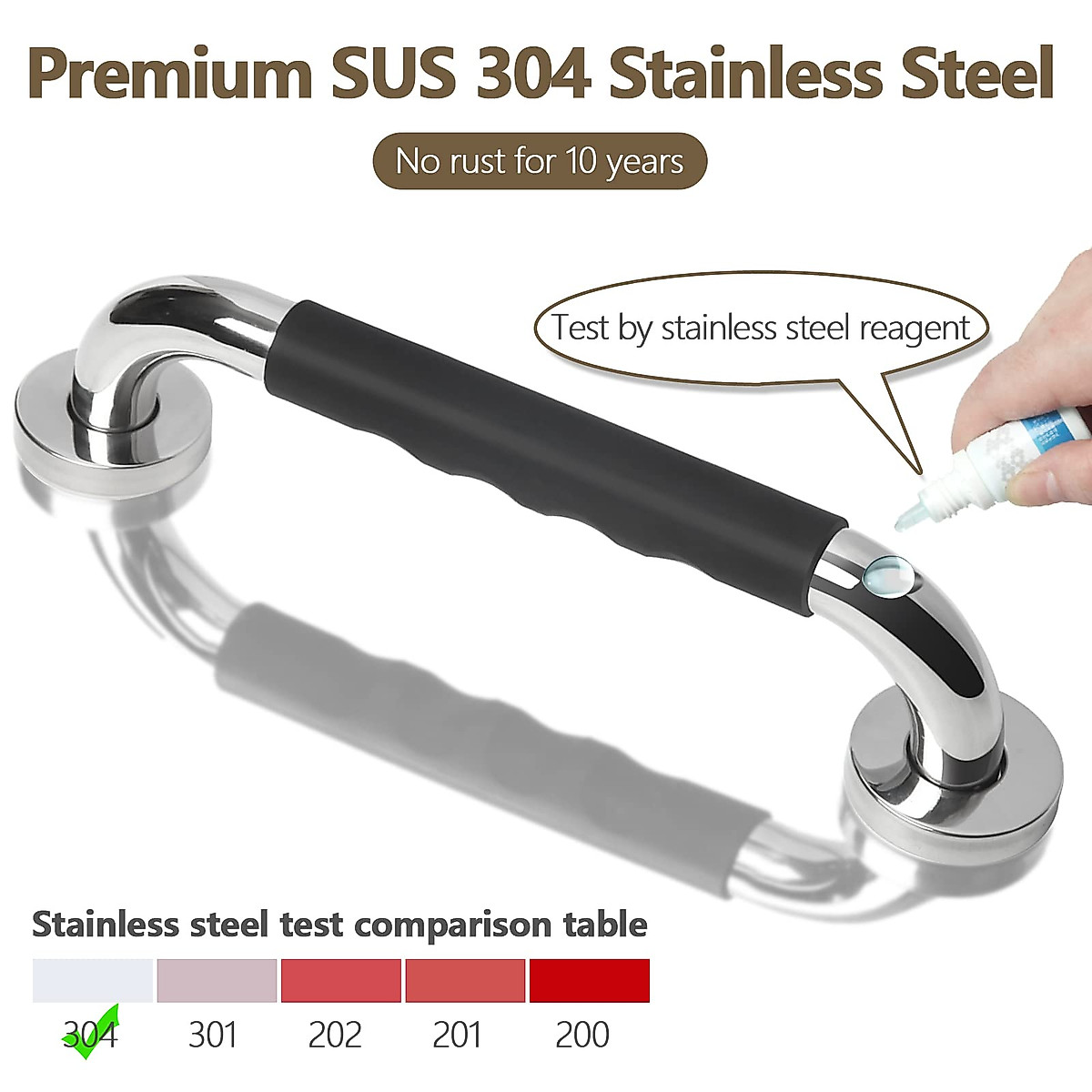 2 Pack Grab Bars for Bathroom, 12 Inch Anti Slip Bathroom Handicap Grab Bars for Showers, Safety Bath & Shower Grab Bar for Seniors, Shower Handles for Elderly, Tesuchan