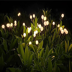 UN UNITEDTIME 2 Pcs Solar Firefly Lights Outdoor Waterproof, Solar Starburst Swaying Garden Lights, Swaying When Wind Blows Solar Garden Lights Outdoor Decorative String Lights (Warm)