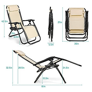 Tiktun Portable Camping Folding Beach Chair Beige