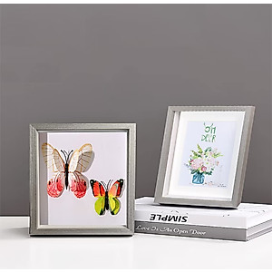 Houstimi 5x7 Shadow Box Frame Grey Picture Frame 4 Pack Photo Frames Made of Solid Wood and Real Glass Deeps 0.6in for Wall Or Tabletop