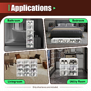 LIYUANJUN Stackable Shoe Box, 20Pcs Shoe Storage Box Shoe Sneaker Organizer DIY Shoe Stand Containers for Women Men Putting Slippers Boots in Living Room Hallway Transparent