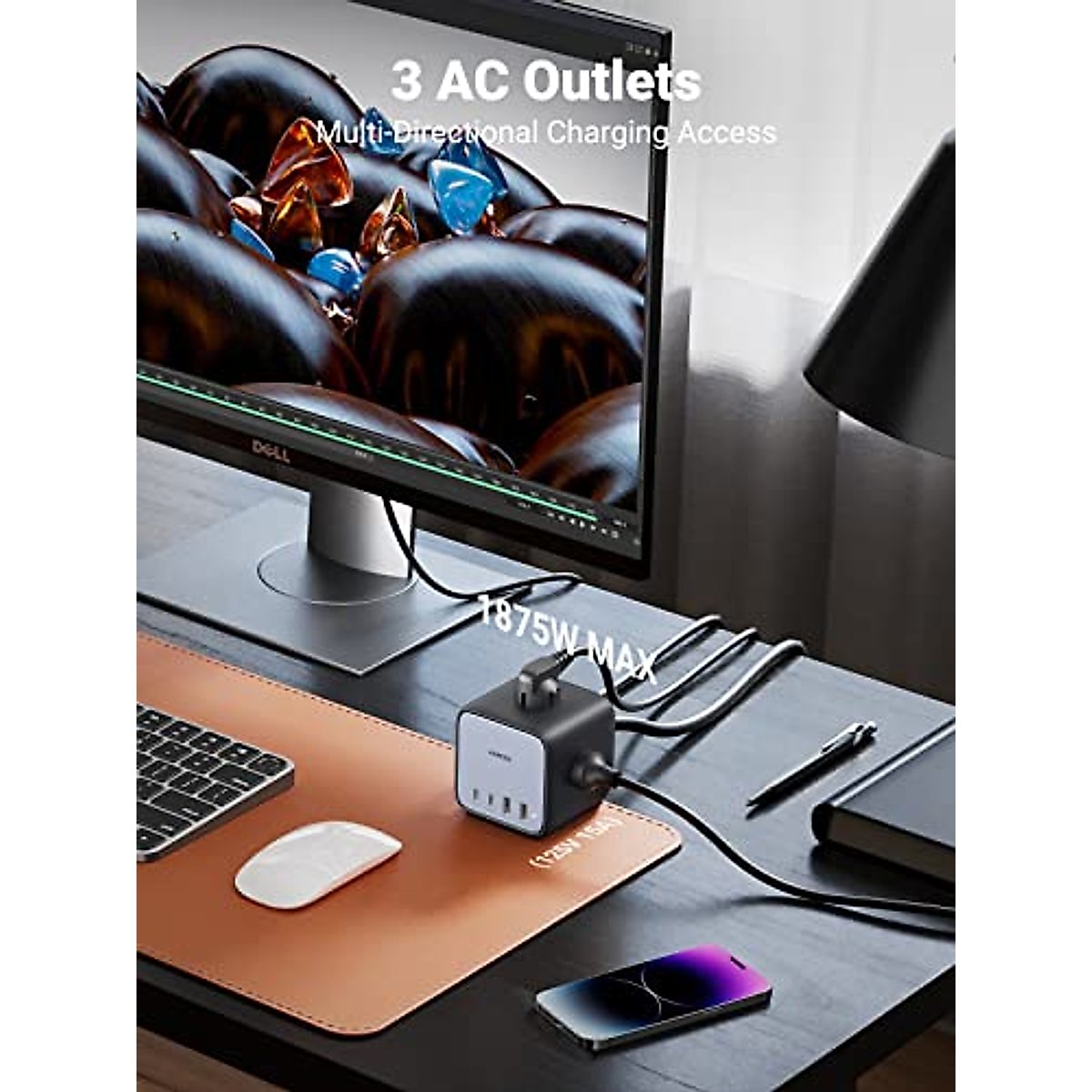 UGREEN 65W Charging Station, DigiNest Cube GaN 7-in-1 USB C Power Strip for Home and Office with 6ft Extension Cord, 3 Outlets, 2 USB C, 2 USB A, Compatible with iPhone 14, Galaxy S23, iPad, MacBook