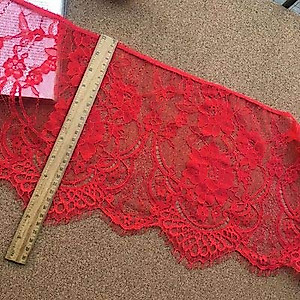 6 Yards 10 Inch Wide Flower Eyelashes Lace Fabric-Thin Lace Fabric-Embroidered Lace Fabric by the Yard-Lace Fabric for Dresses-Eyelash Lace Trim for Sewing Craft Decoration Wedding Curtain Table Cloth